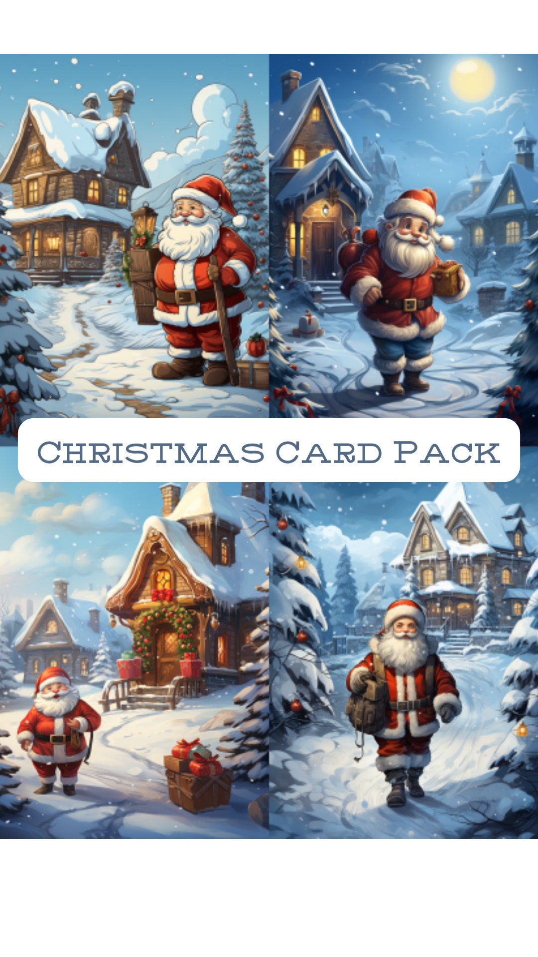 Christmas Cards Pack of 11, Christmas Cards, Holiday Cards, Clip Art ...