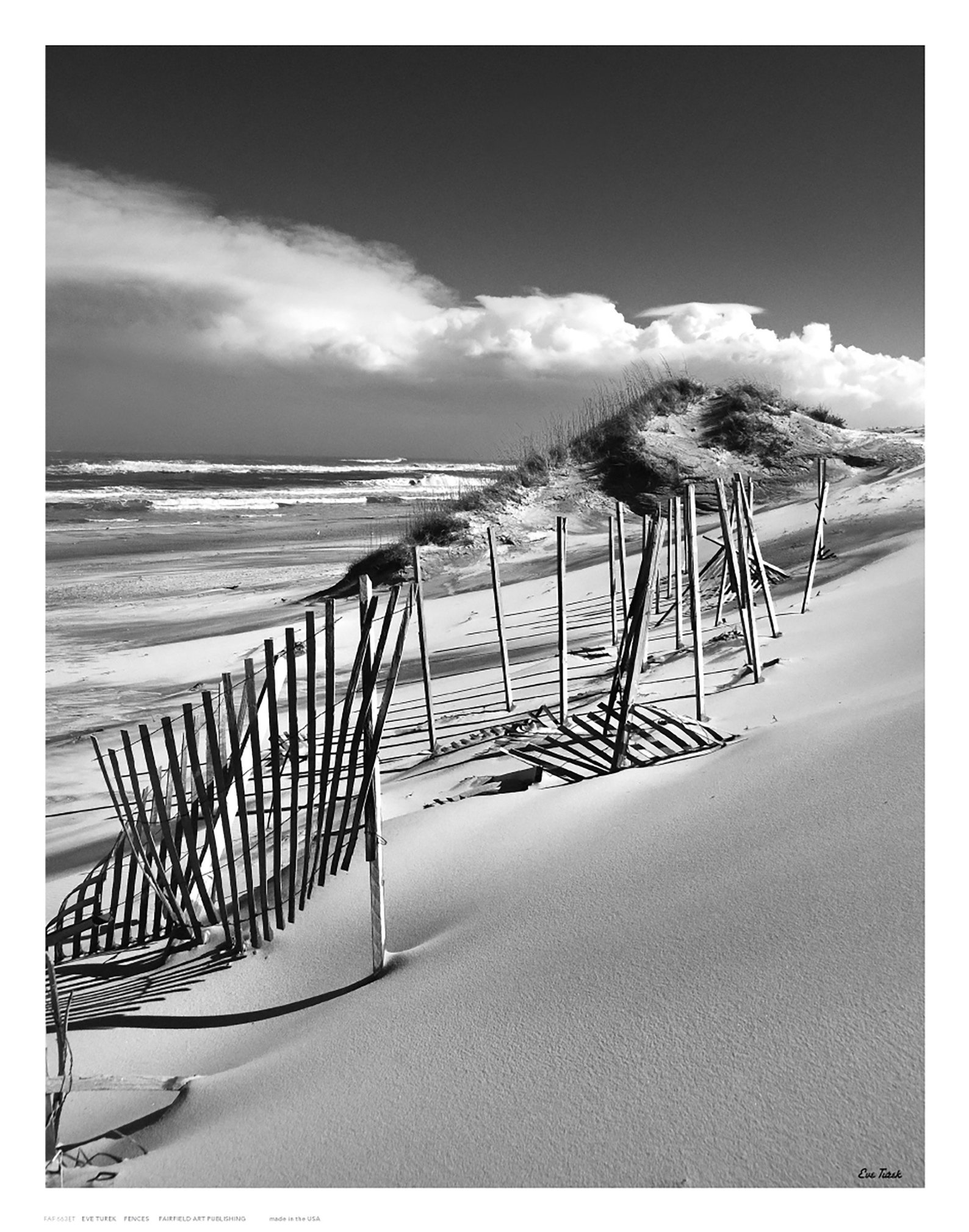 Beach Dunes Hot Sand Scene Wooden Fence Landscape Image Black and White ...