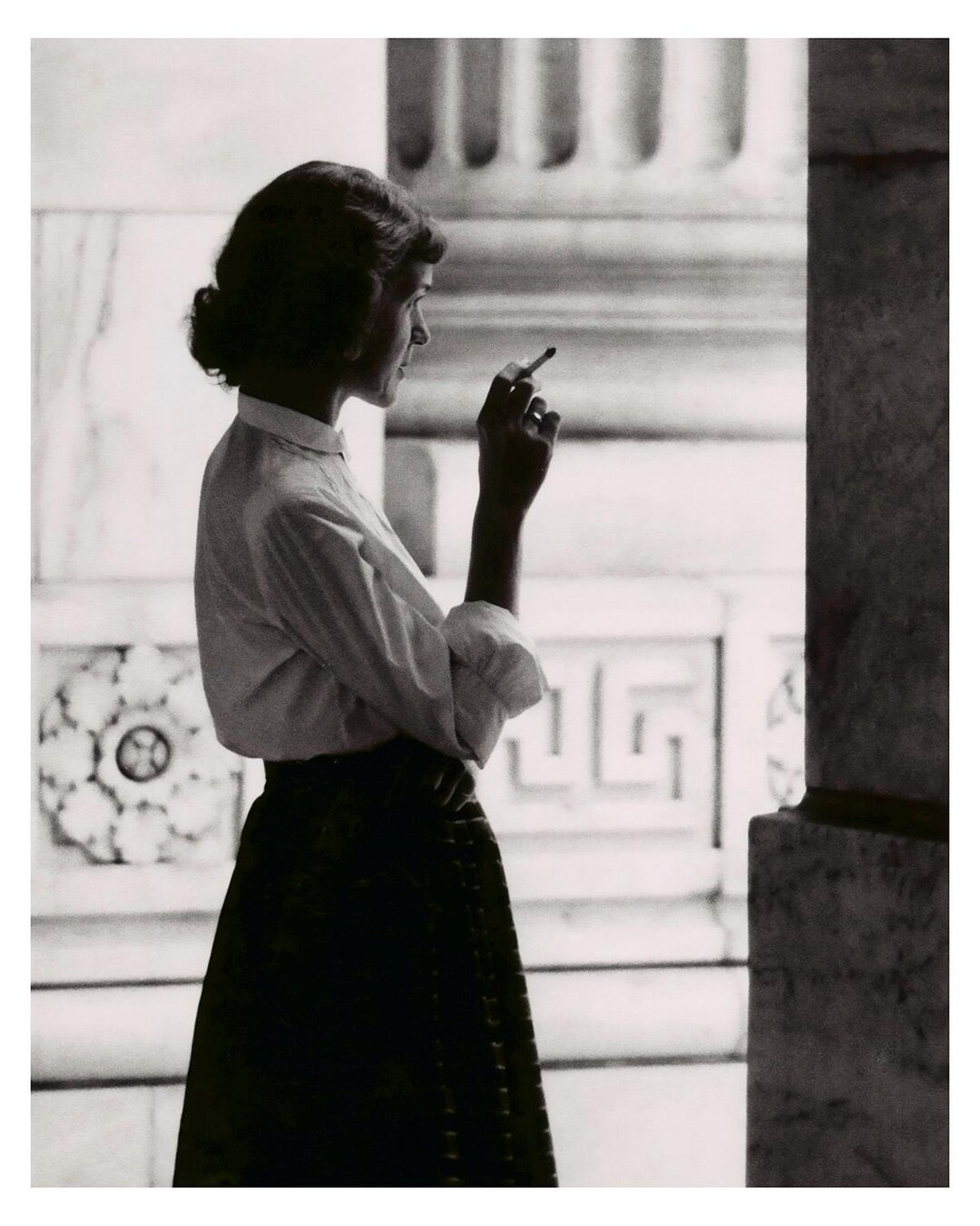 Woman Holding Cigarette Smoking Old Photo Full Body Dark Girl Classic ...