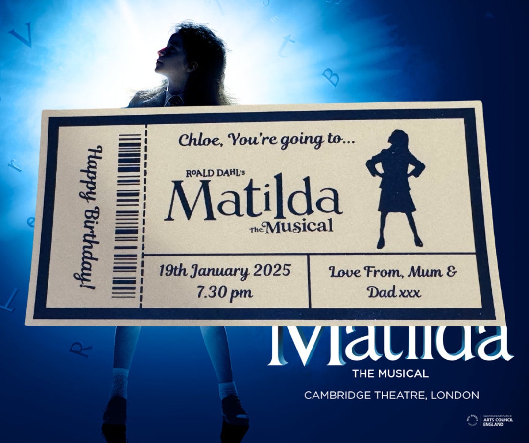 Personalised Matilda Keepsake Ticket Voucher, Surprise Customised Gift ...