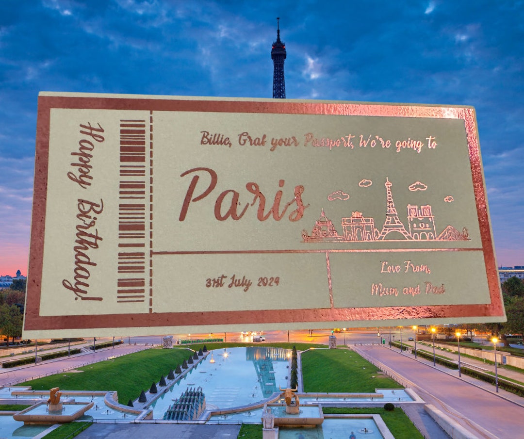 Personalised Paris Travel Surprise Keepsake Ticket Voucher, Surprise ...