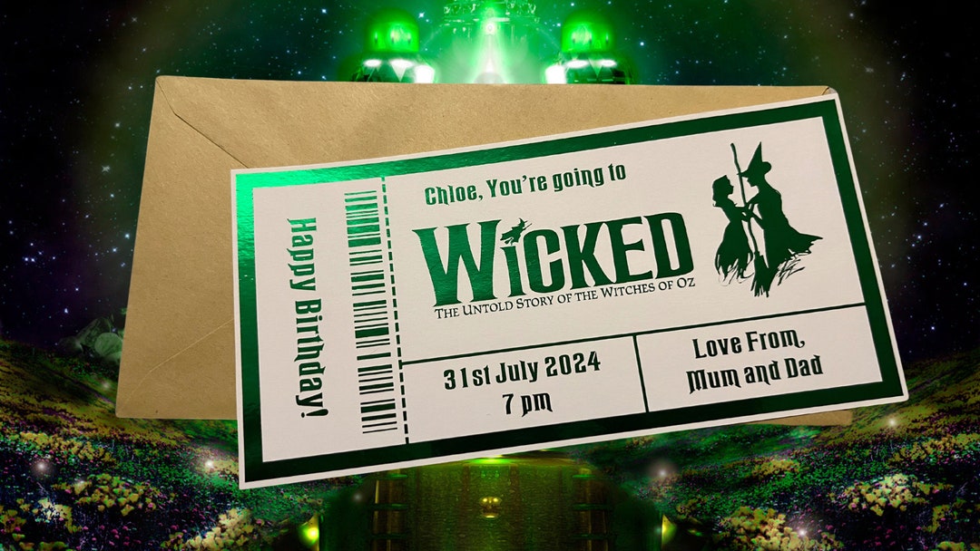 Personalised Wicked Theatre Keepsake Ticket Voucher, Surprise ...