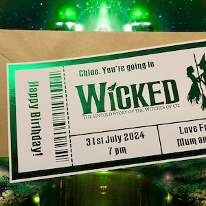 Personalised Wicked Theatre Keepsake Ticket Voucher, Surprise ...