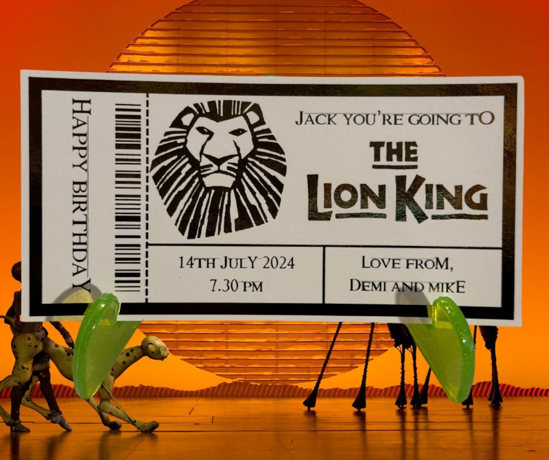 Personalised Lion King Keepsake Ticket Voucher, Surprise Customised ...