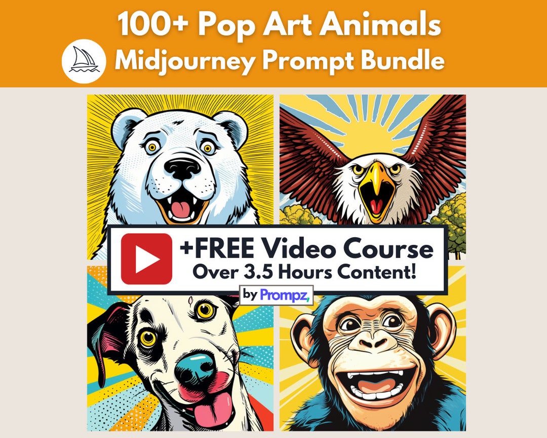 100 Pop Art Animal Prompts Pop Art Prompts Prompt Bundle - Etsy