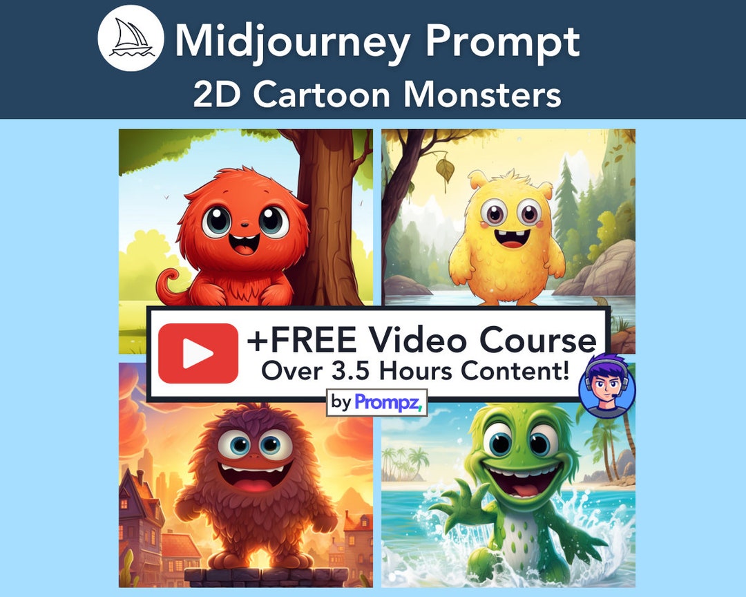 Midjourney Prompt for 2D Cartoon Monsters, AI Prompt, Customizable, Best Midjourney Prompts ...