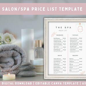 Spa Price List Canva Template | Candle Glow Design | Editable ...