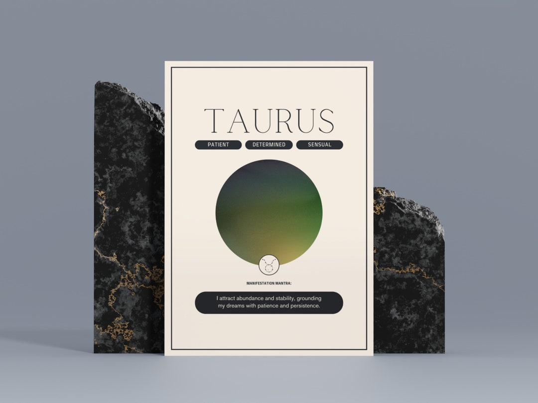 Digital Taurus Zodiac Poster Download: Patient, Determined, Sensual ...