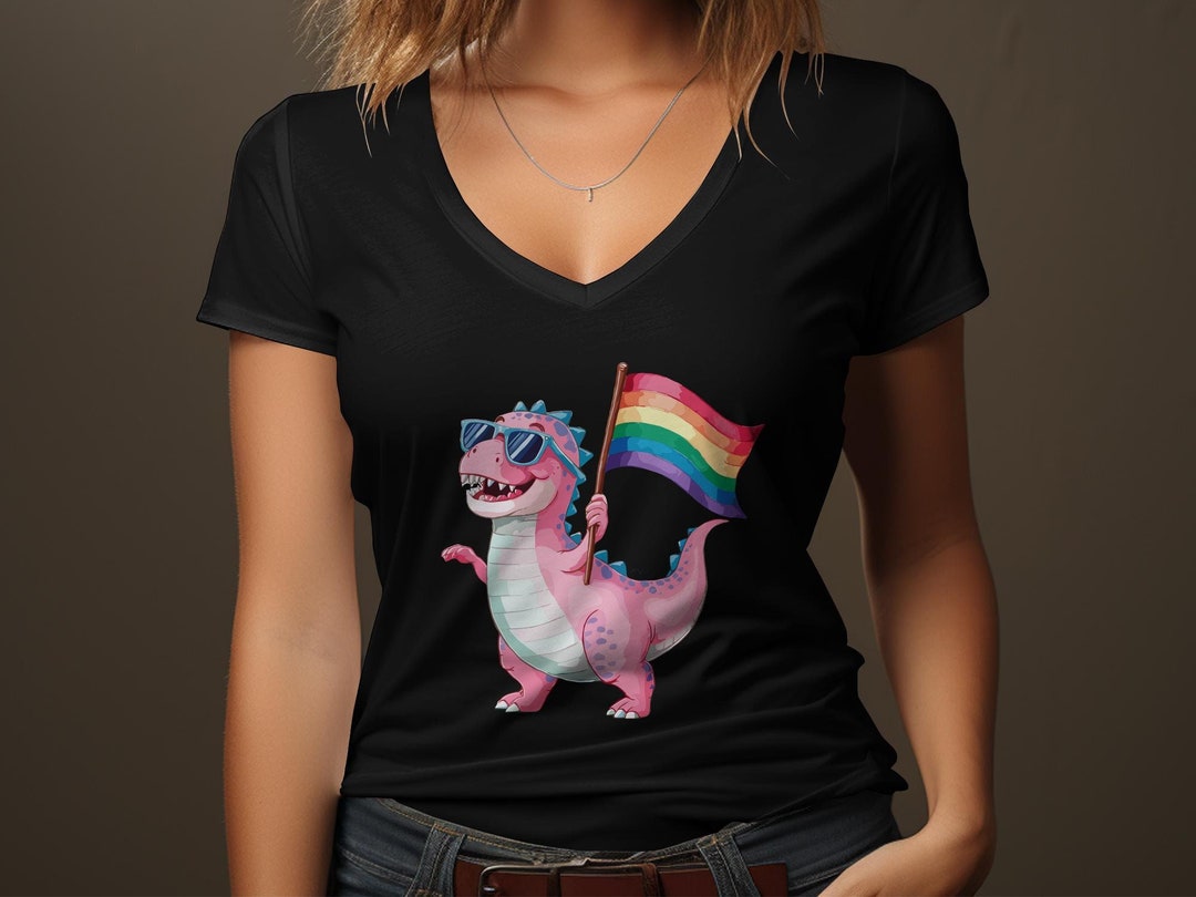 Dinosaur Rainbow Flag Shirt, Pride Parade Shirt, LGBTQ Support Tees ...