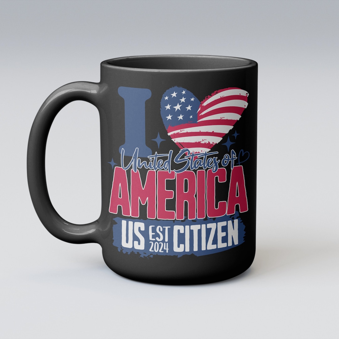 New US Citizen Est 2024 Mug, Citizenship Gift Mug, Personalized US ...