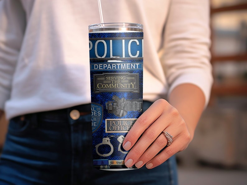 Police Tumbler, Thin Blue Line Cup With Straw, Police Travel Cup, 20 Oz ...