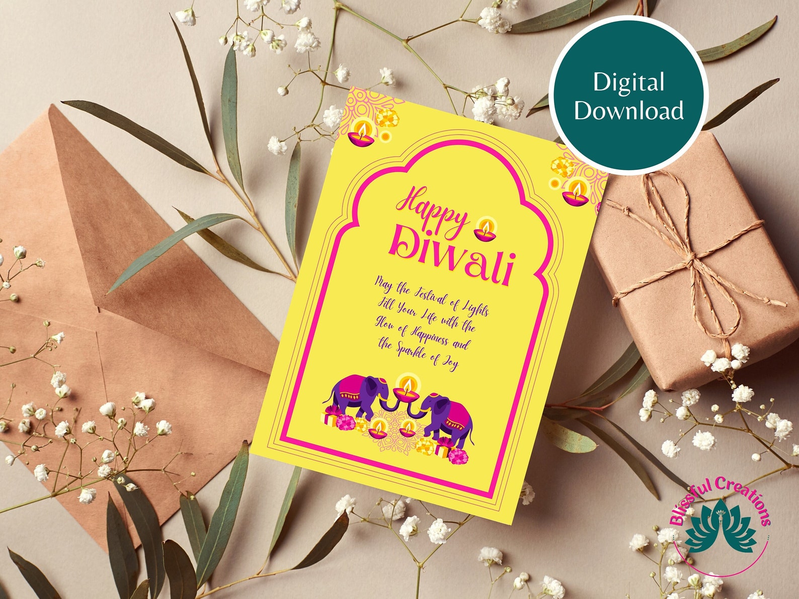 Diwali Greeting Card | Diwali Card | Festival of Light Card | Print at ...