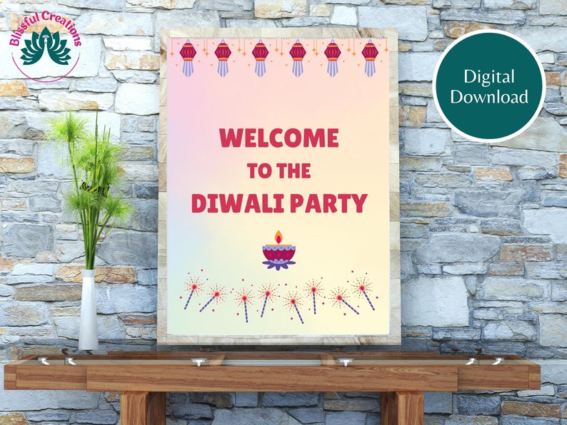 Diwali Party Welcome Sign: Indian Festival Decor (printable) - Etsy