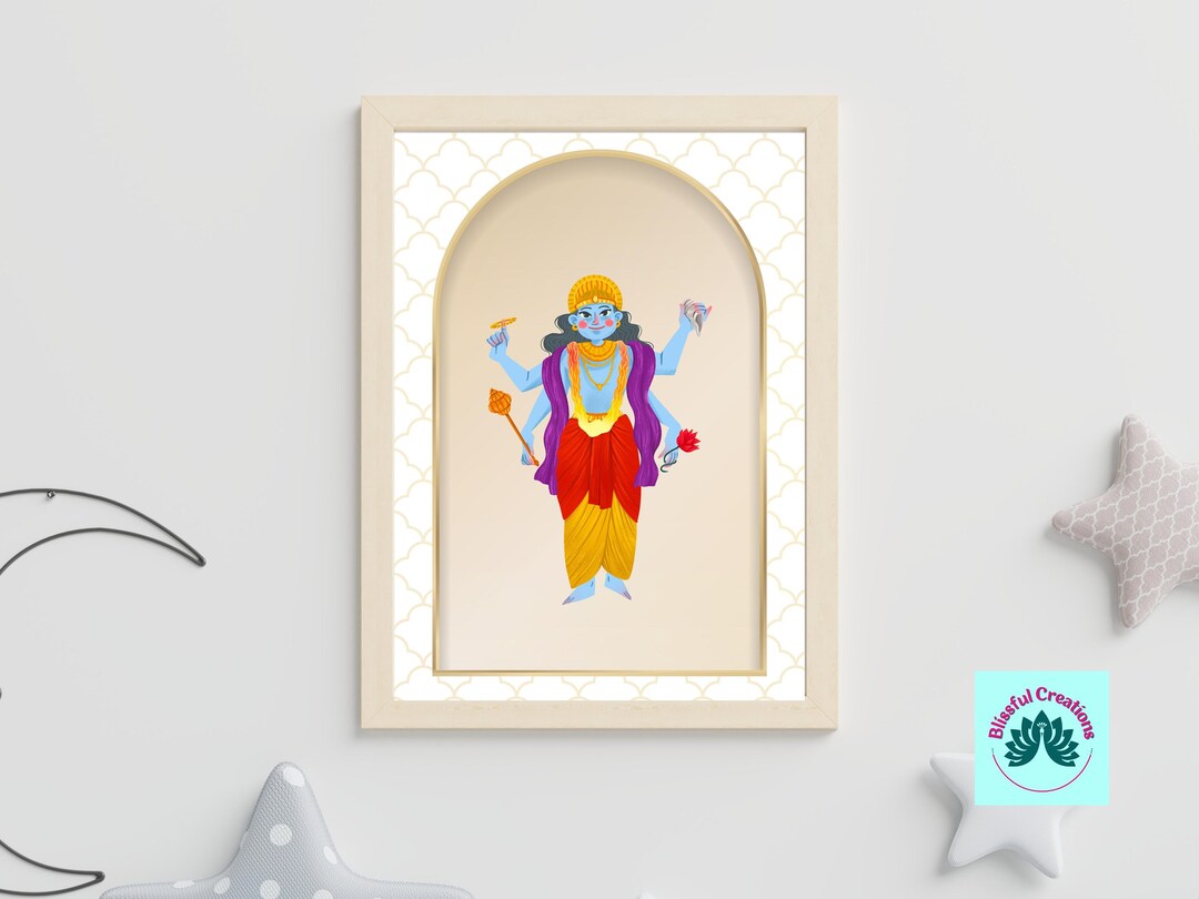 Lord Vishnu Wall Art | Lord Vishnu Printable Wall Decor | Lord Vishnu ...