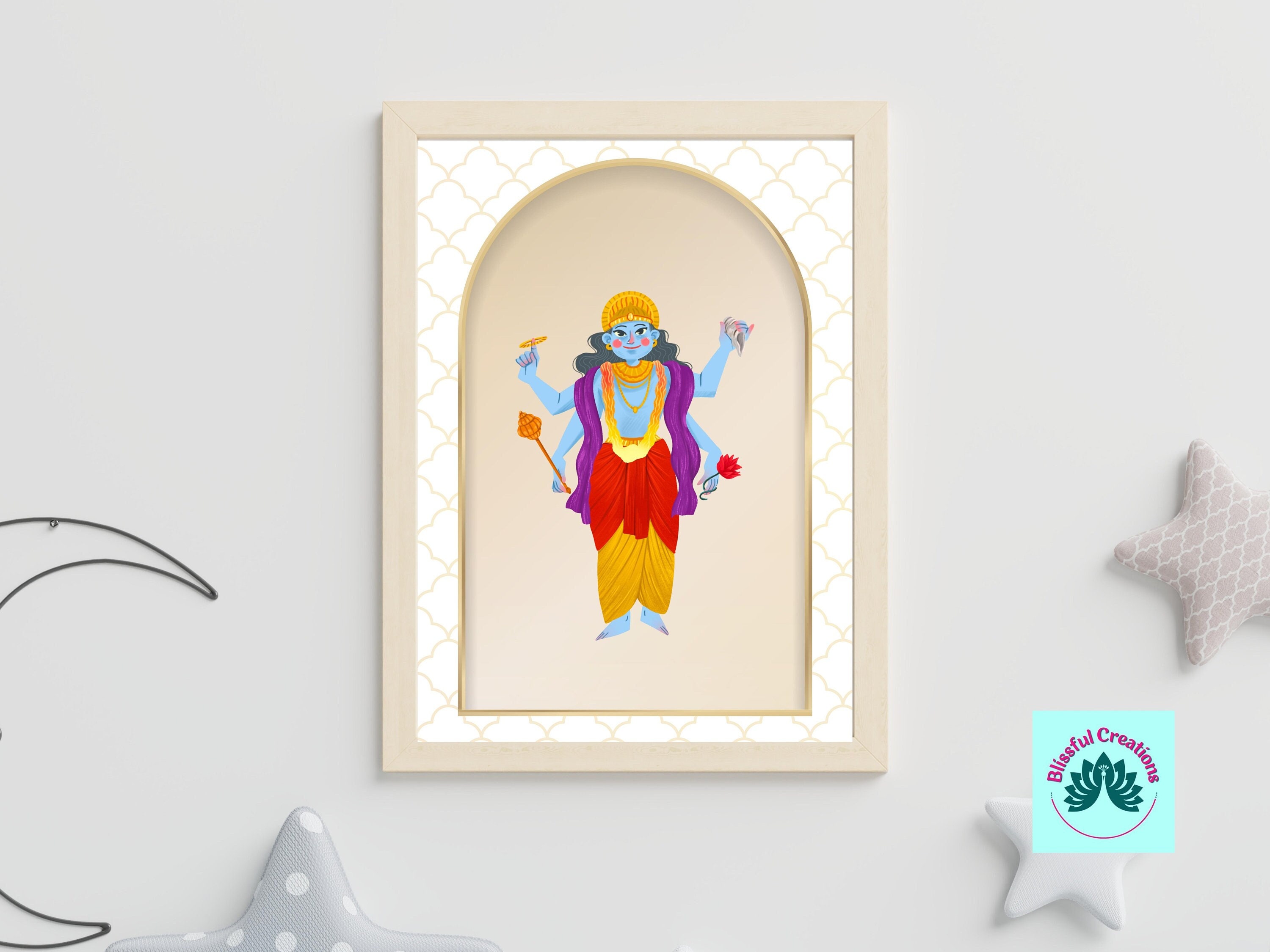 Lord Vishnu Print: Indian God Wall Art for Kids (digital Download) - Etsy