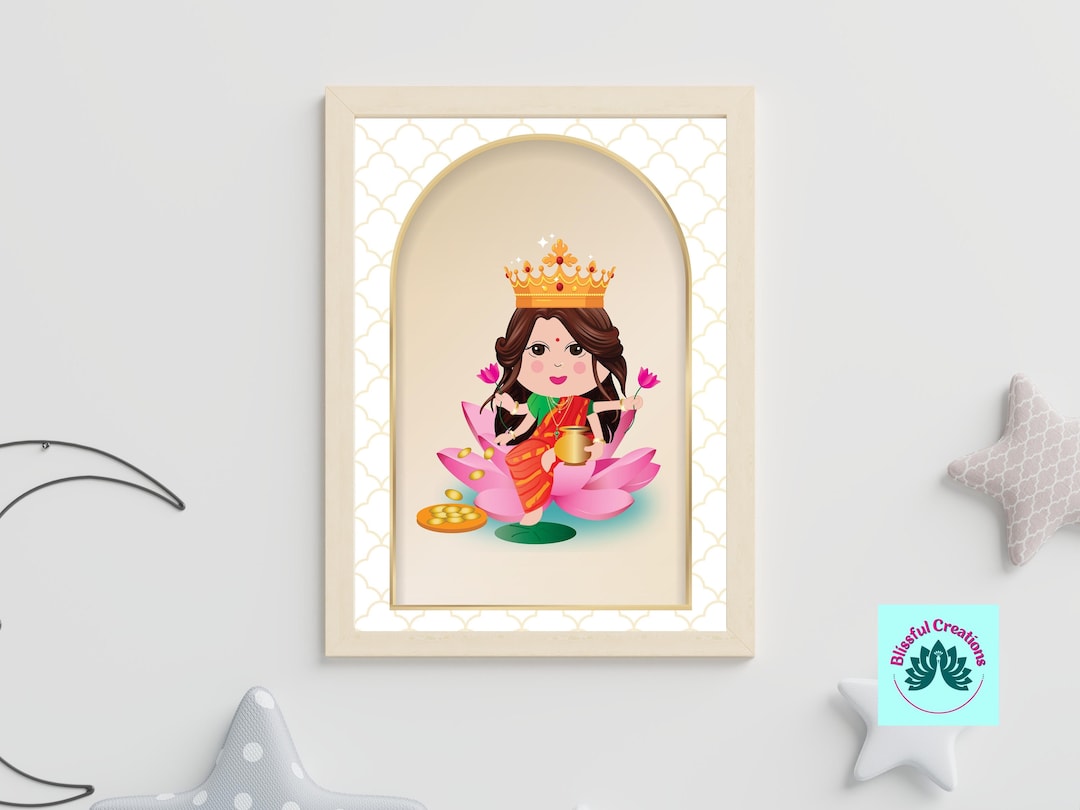 Laxmi Maa Wall Art | Laxmi Mata Printable Wall Decor | Laxmi Maa Wall ...