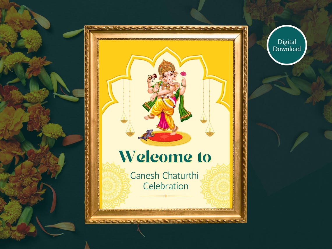 Ganesh Chaturthi Welcome Sign Ganesha Festival Decor Ganesh Chaturthi ...