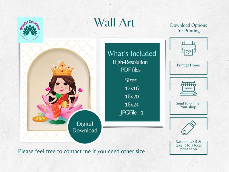 Laxmi Maa Wall Art Laxmi Mata Printable Wall Decor Laxmi - Etsy