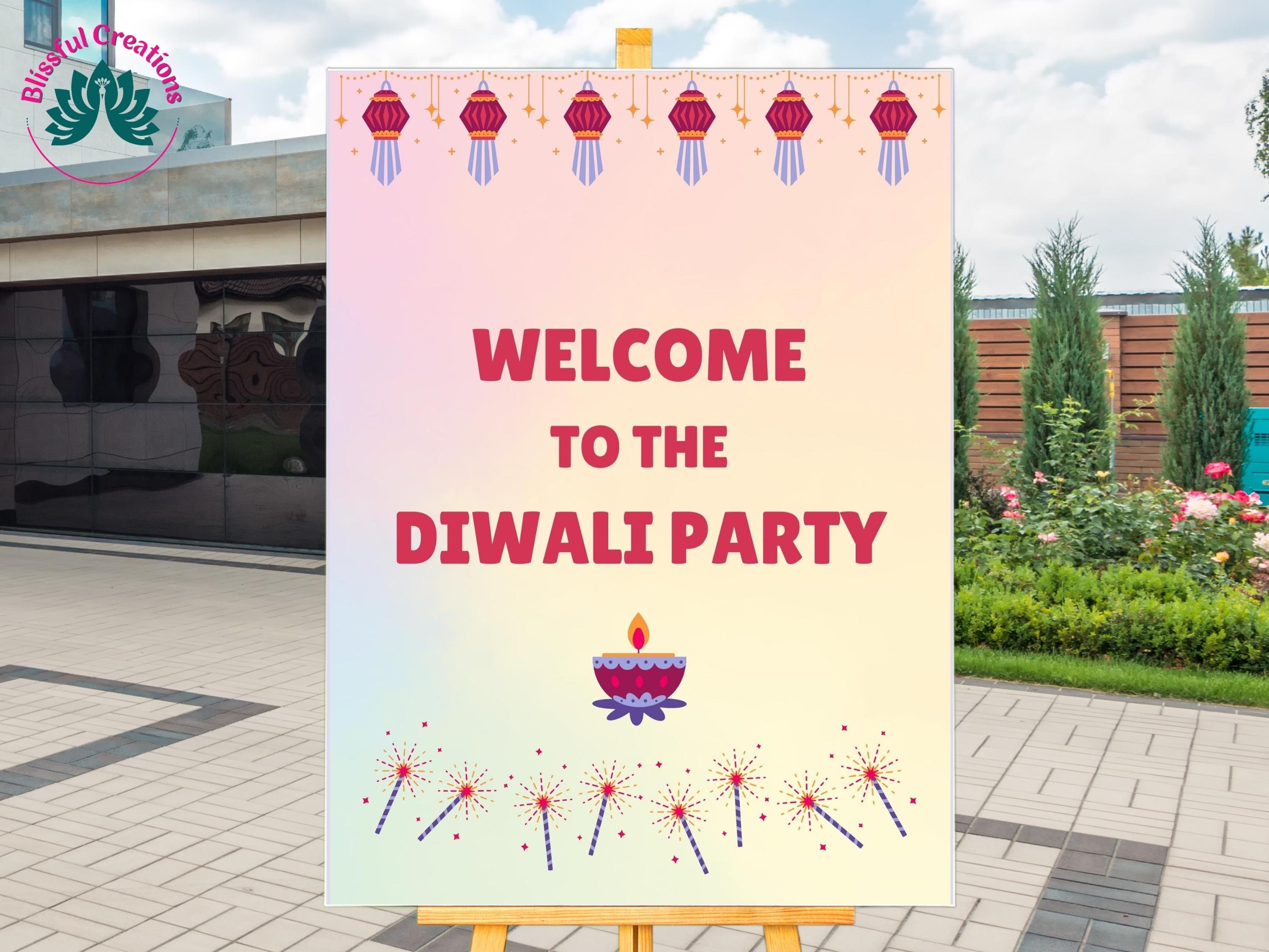 Diwali Party Welcome Sign: Indian Festival Decor (printable) - Etsy
