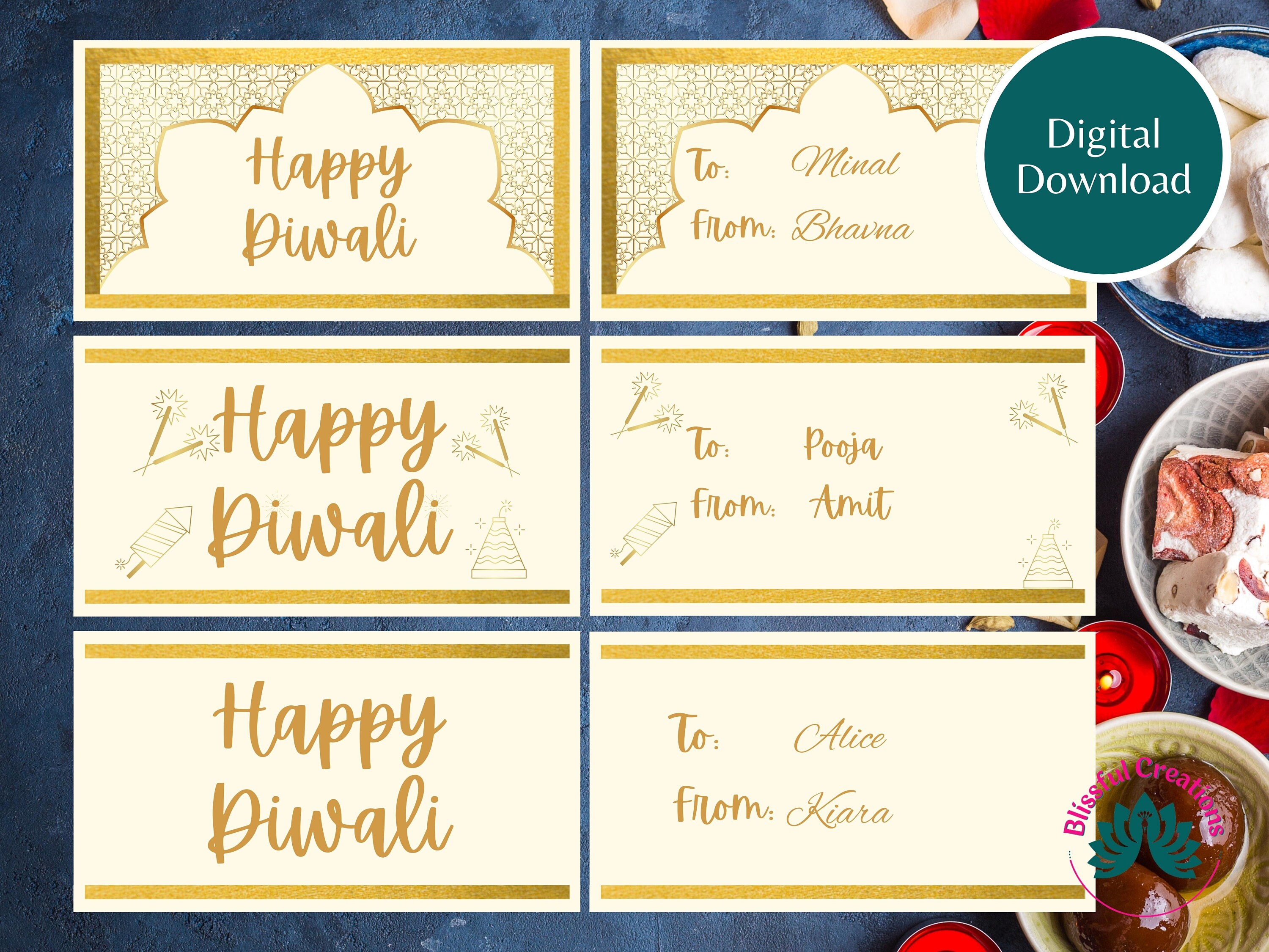 Diwali Gift Tag | Diwali Favor Tag | Printable Diwali Gift Label ...