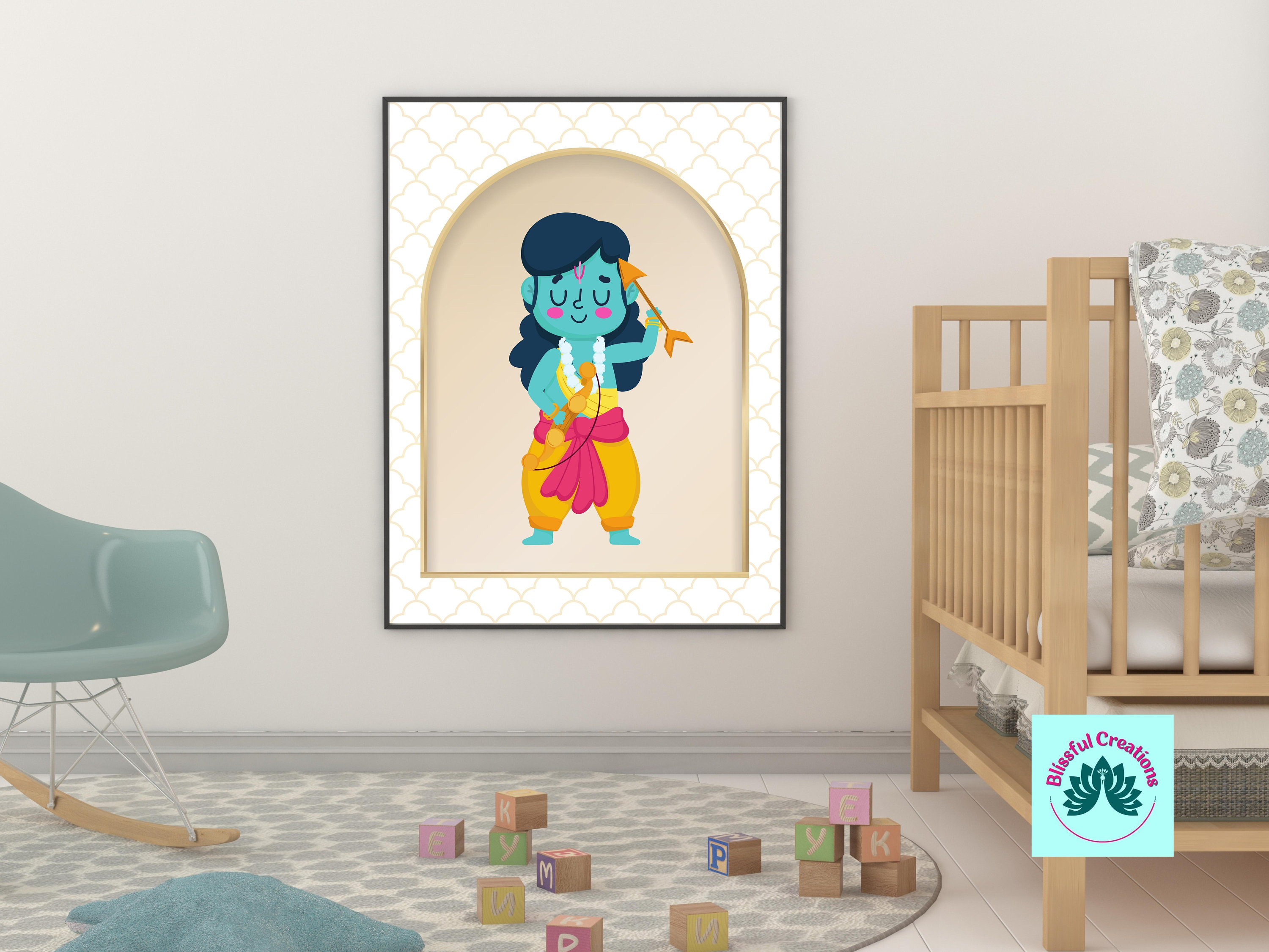 Shri Ram Wall Art | Shriram Printable Wall Decor | Kids Room Indian ...