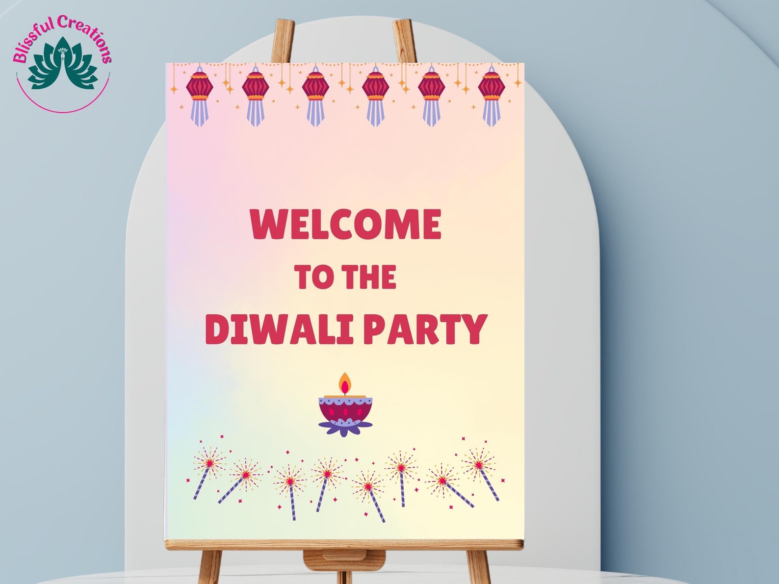 Diwali Party Welcome Sign: Indian Festival Decor (printable) - Etsy
