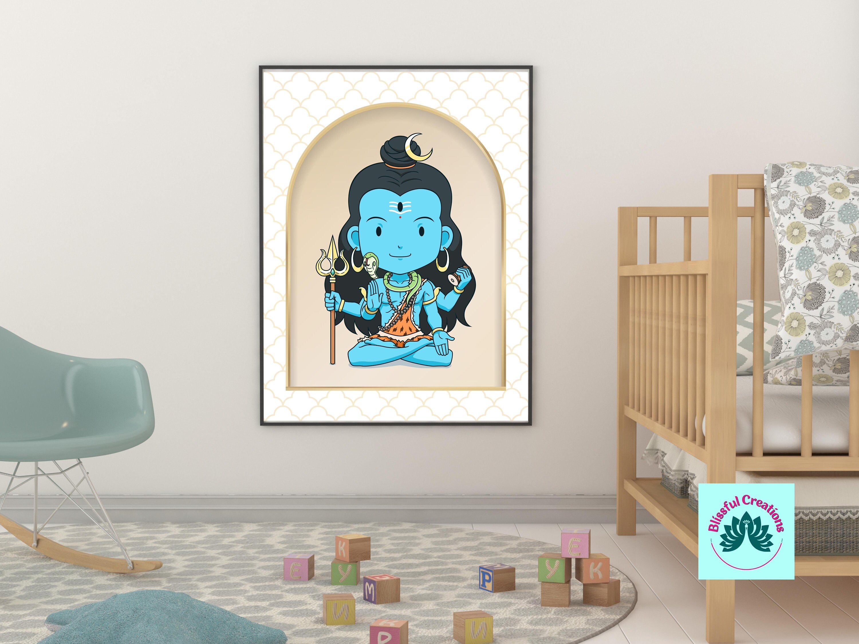 Lord Shiva Kids Room Wall Art: Hindu God Print (digital Download) - Etsy
