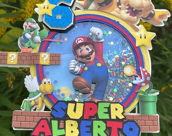 Super Mario 3D Cake Topper Shaker Banner Cupcake Toppers Colouring Book ...