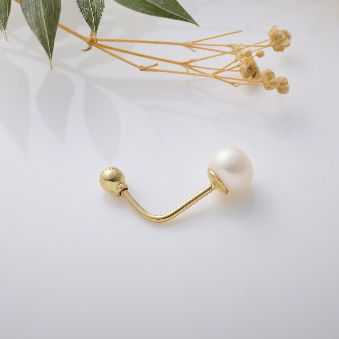 Pearl Belly Piercing, Natural Pearl Piercing,belly Button Rings, Navel ...