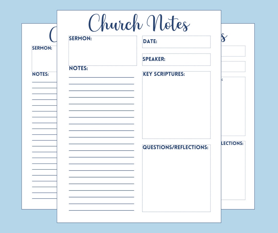 Church Notes | Printable File, Digital Download | Scripture Notes ...