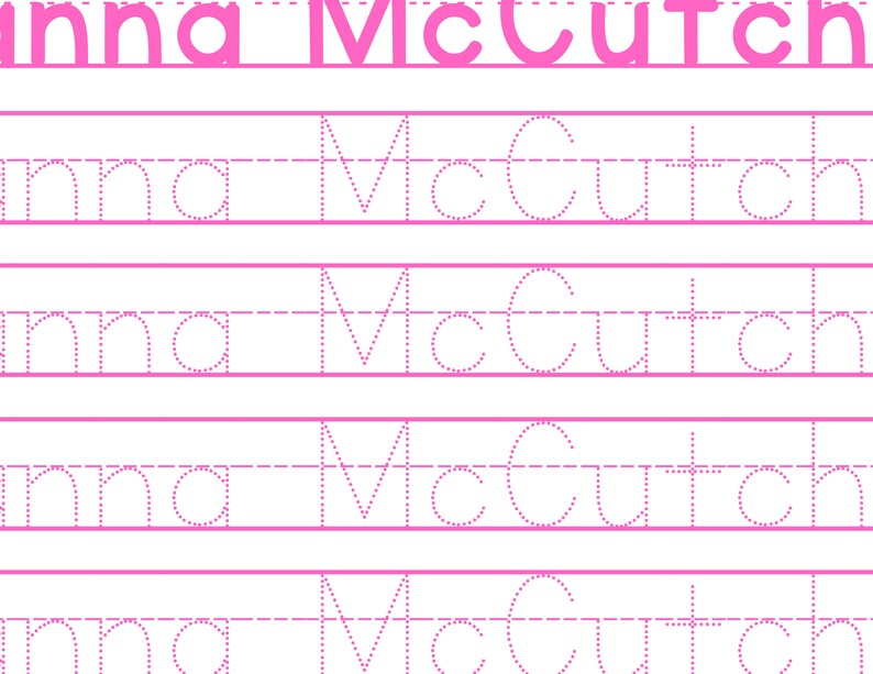 Pink Personalized Name Tracing Sheet | Printable File, Digital Download ...