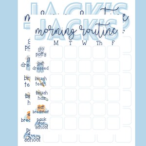 Personalized Morning Routine Chart for Kids – Blue Printable Daily ...