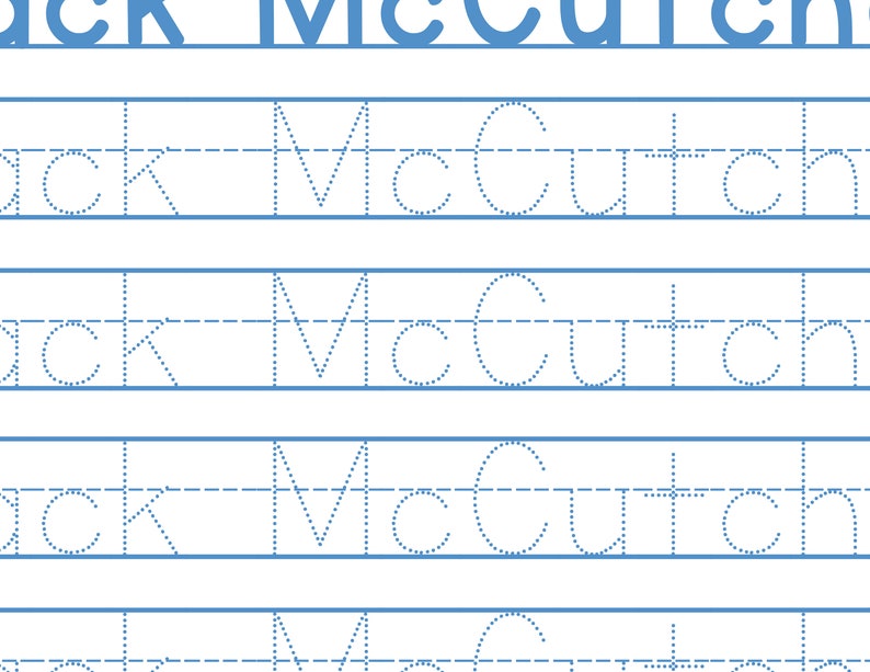 Blue Personalized Name Tracing Sheet | Printable File, Digital Download ...