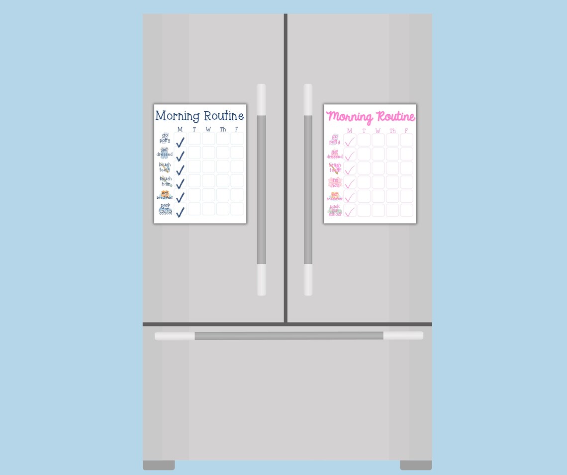 Pink Morning Routine Chart | Printable File, Digital Download | Daily ...