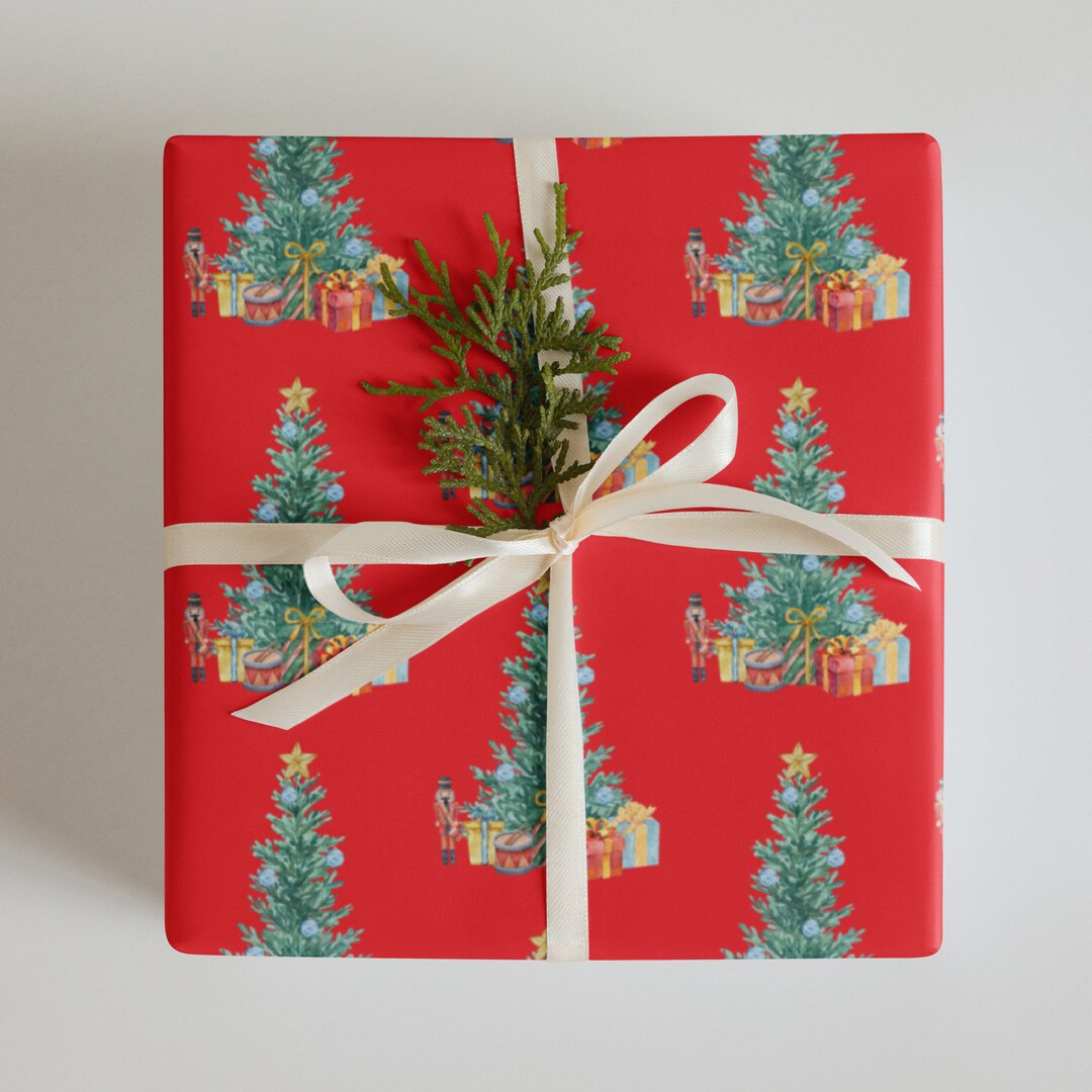 Nutcracker Christmas Wrapping Paper Sheets Bright Red 3 Wrapping Paper ...