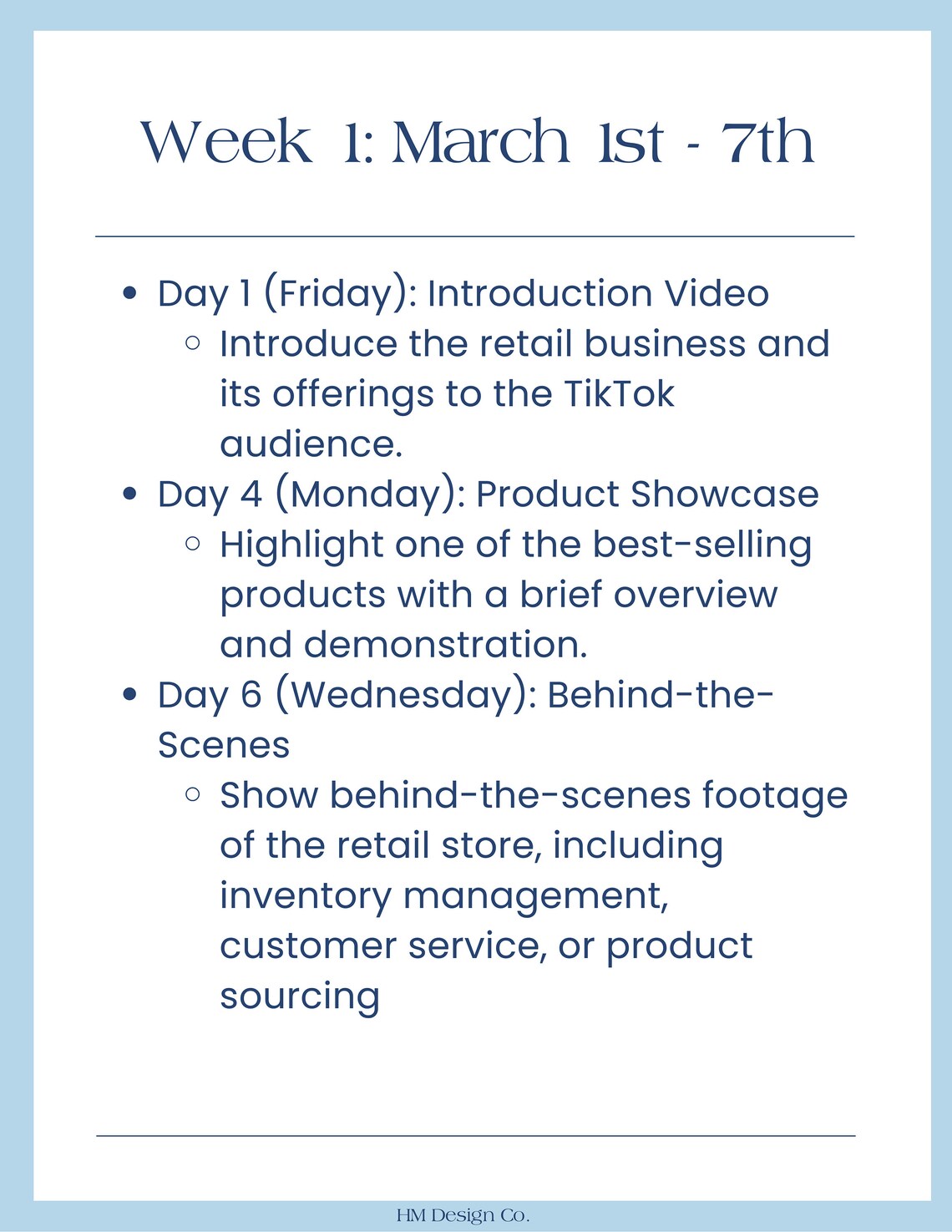 Social Media Video Content Calendar for Retail Businesses Reels Content ...
