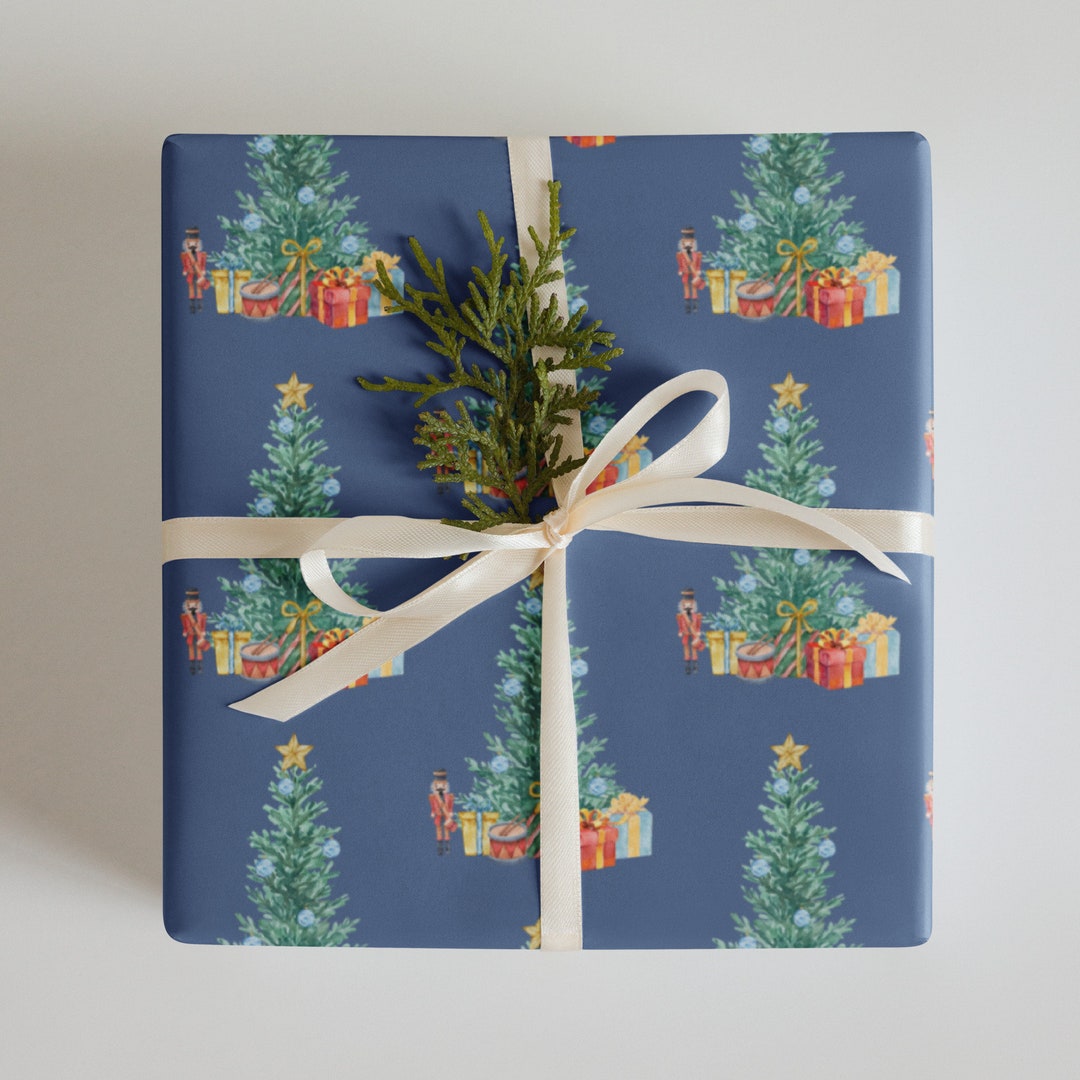 Nutcracker Christmas Wrapping Paper Sheets Charleston Blue 3 Wrapping ...