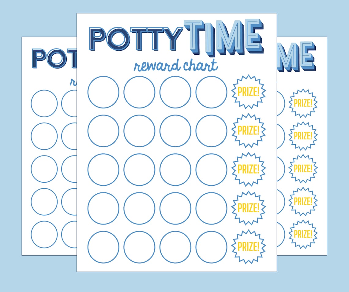 Boys Potty Chart | Printable File, Digital Download | Blue Reward Chart ...