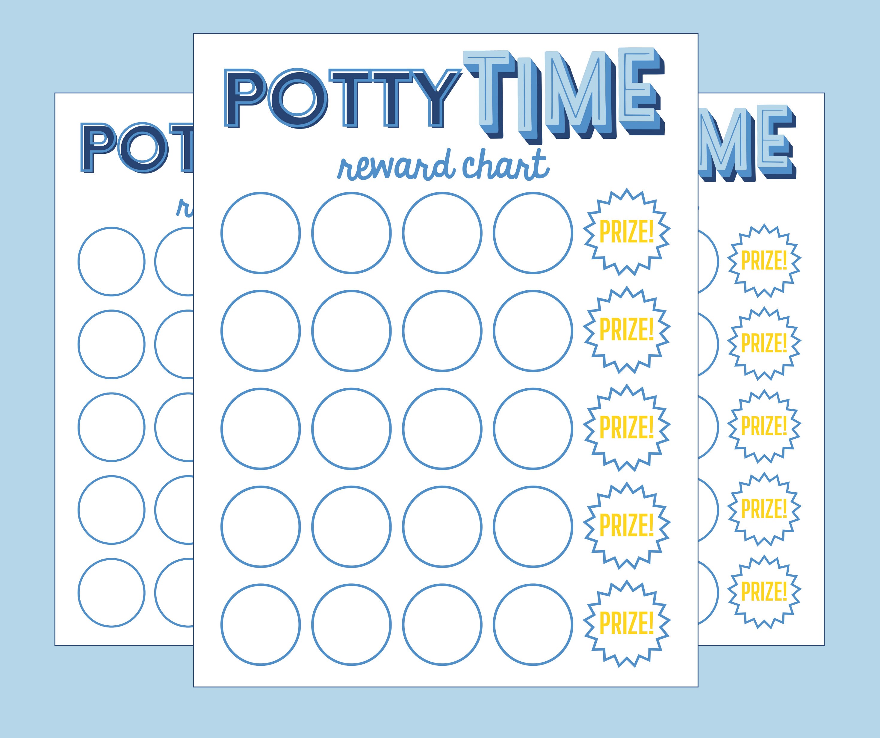 Boys Potty Chart | Printable File, Digital Download | Blue Reward Chart ...