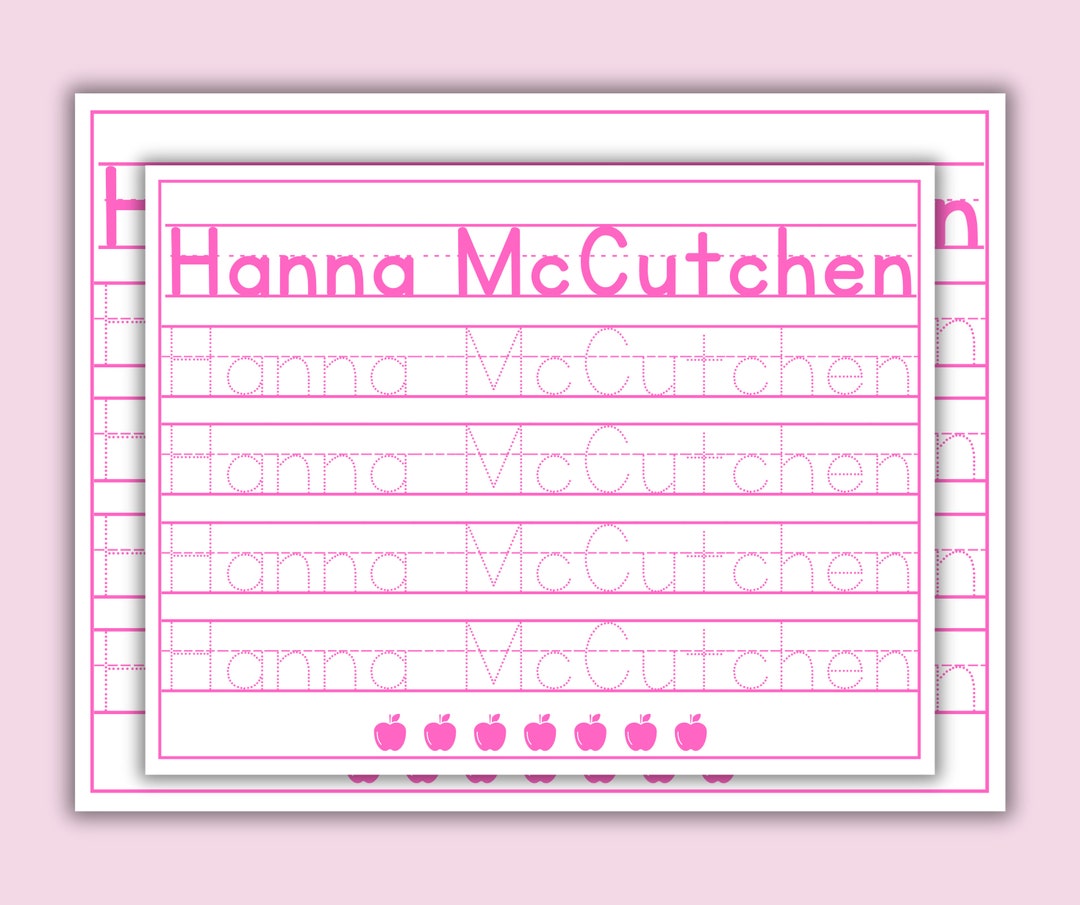 Pink Personalized Name Tracing Sheet | Printable File, Digital Download ...