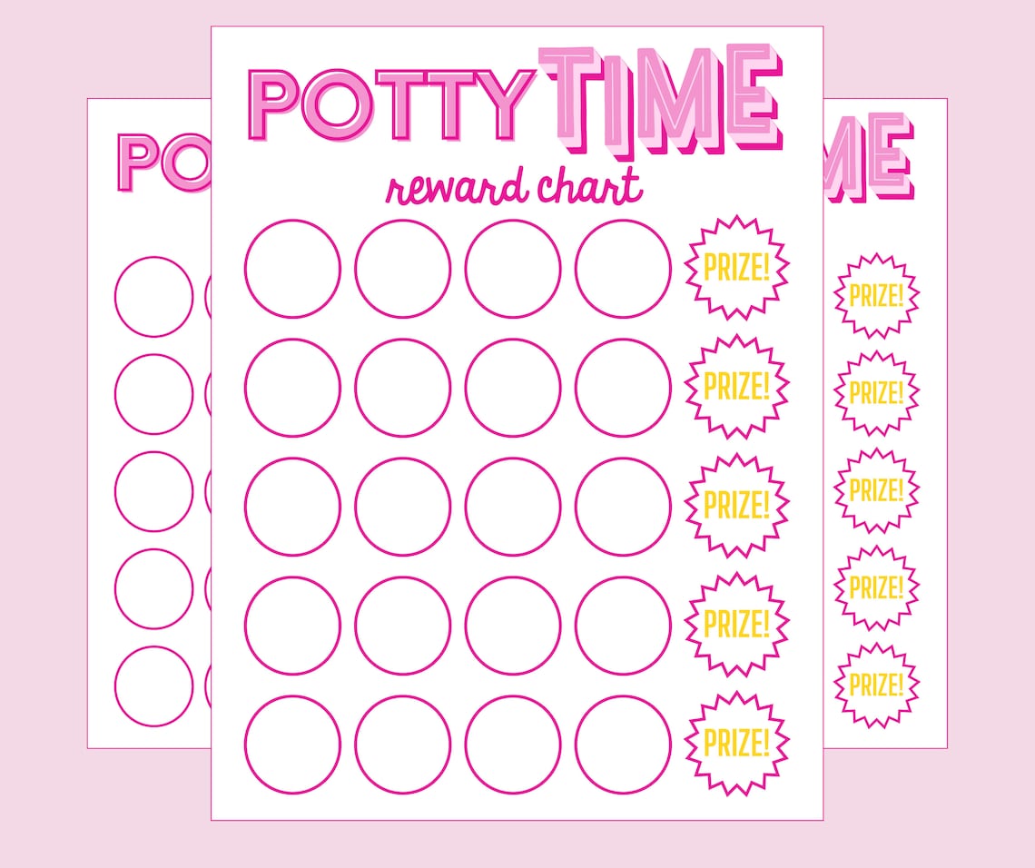 Girls Potty Chart | Printable File, Digital Download | Pink Potty Chart ...
