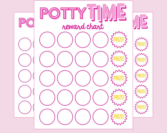 Girls Potty Chart | Printable File, Digital Download | Pink Potty Chart ...