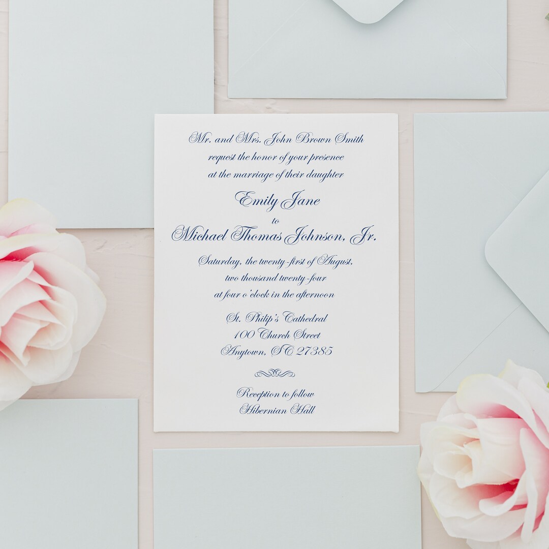 Edwardian Elegant Formal Wedding Invitation Template Simple & Classic ...