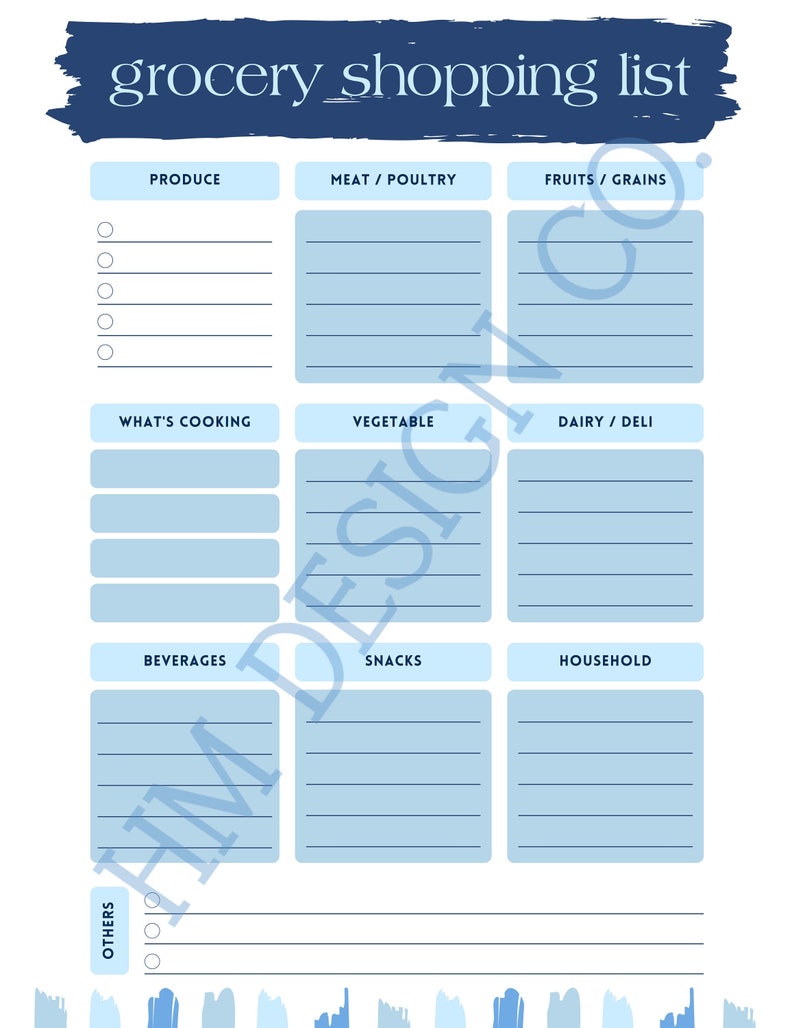 Grocery Shopping List Printable Digital Download Minimalist ...