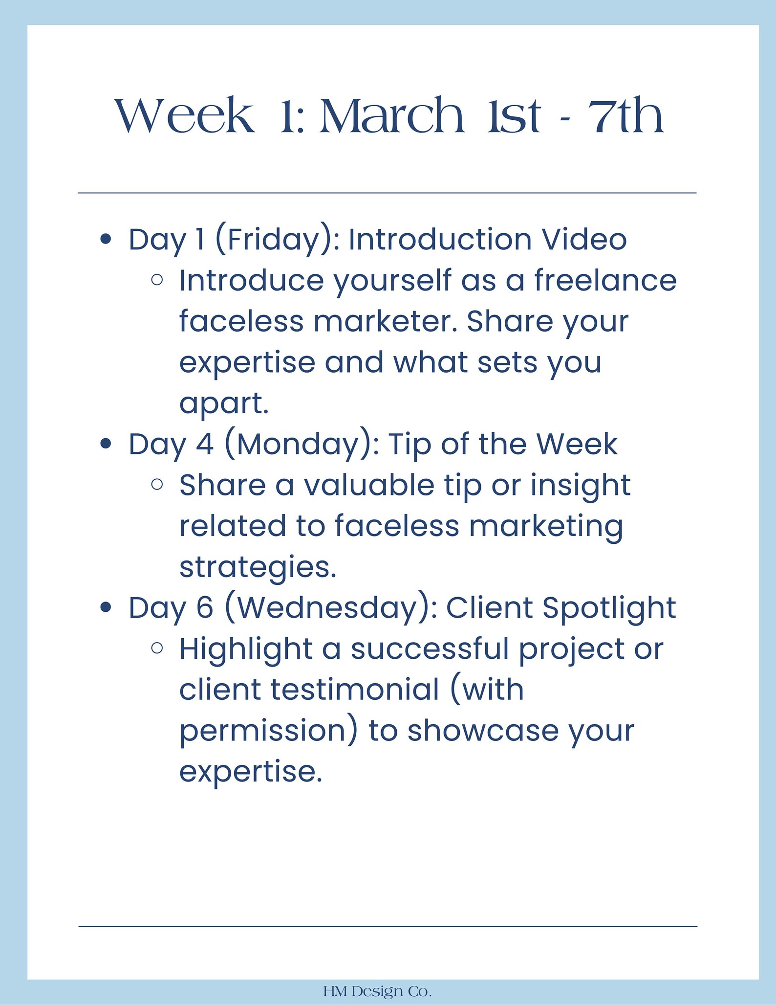Social Media Content Calendar for Faceless Marketing Video Post Ideas ...