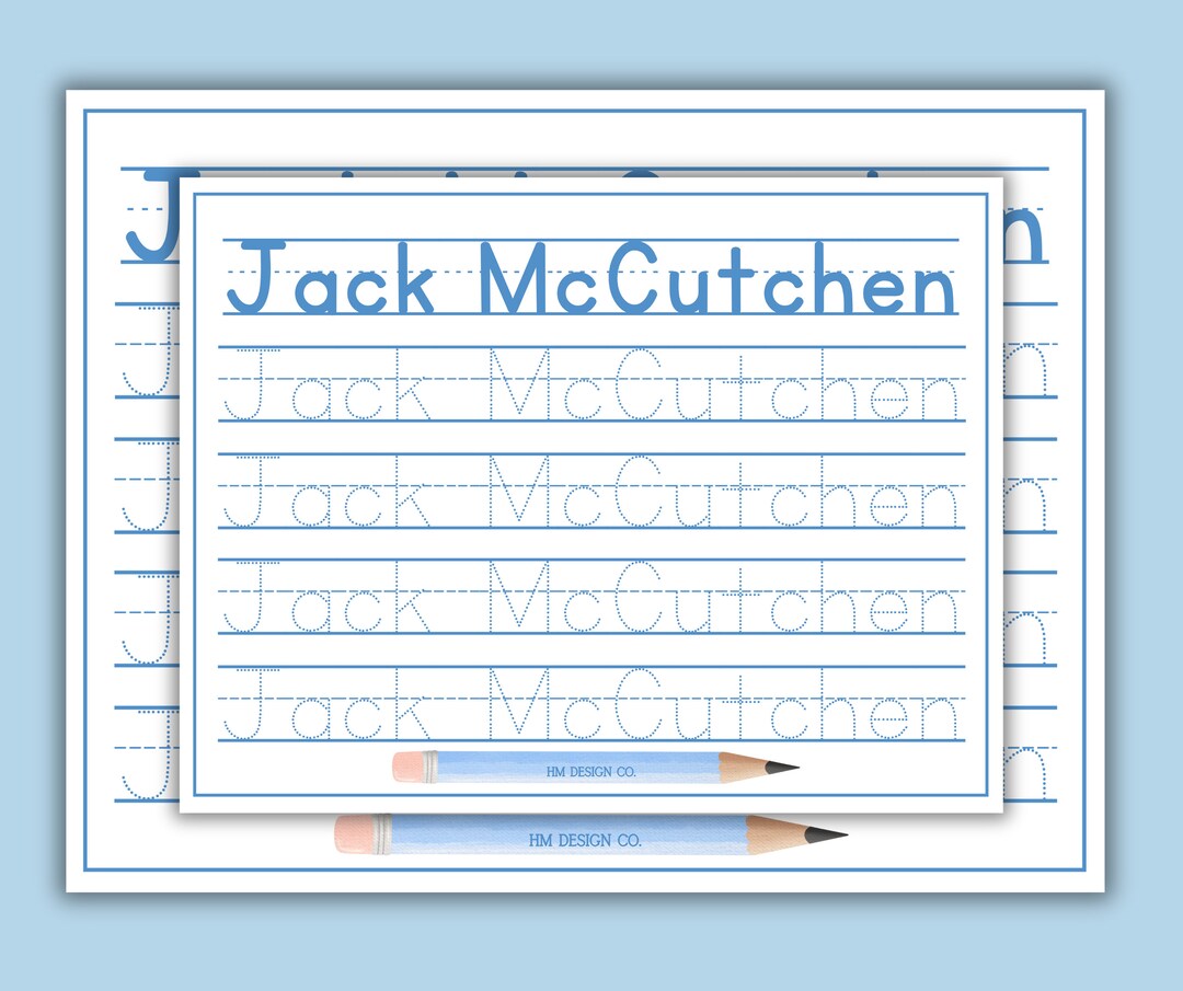 Blue Personalized Name Tracing Sheet | Printable File, Digital Download ...