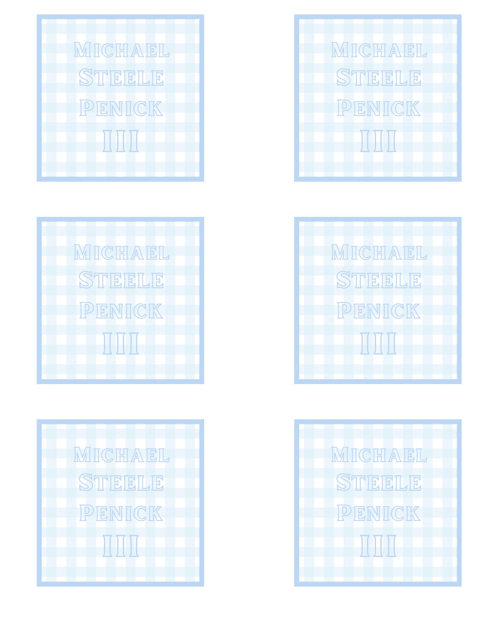 Blue Gingham Editable Enclosure Card - Etsy