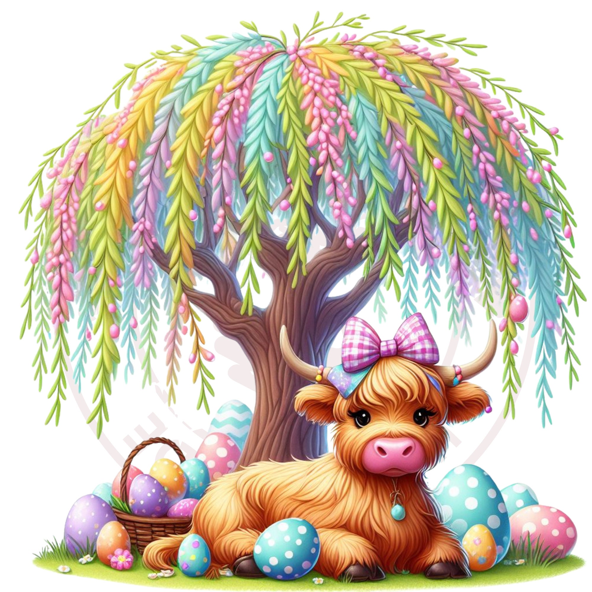 Easter Highland Cow Png, Shirt Png, Wreath Sign, Printable ,sublimation ...