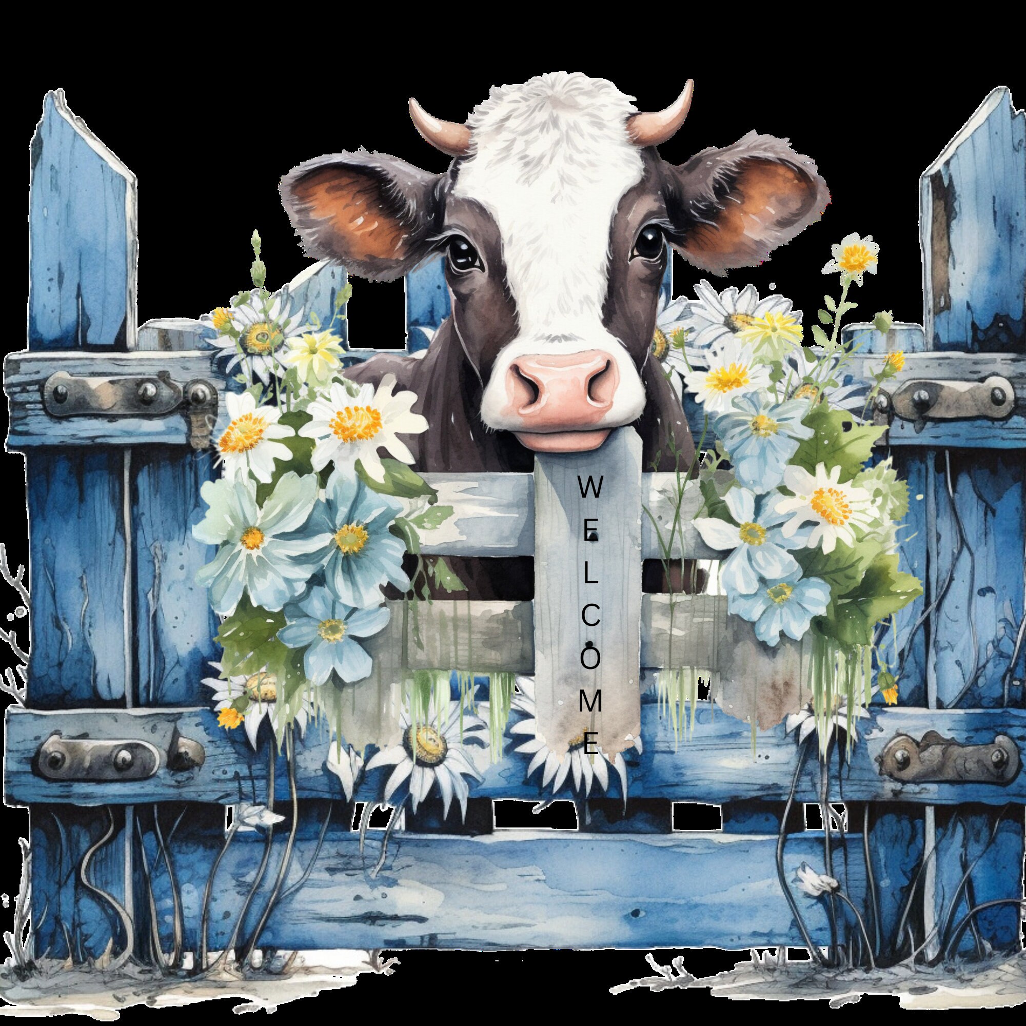 COW Flowers Farm Spring Printable Png Sublimation - Etsy