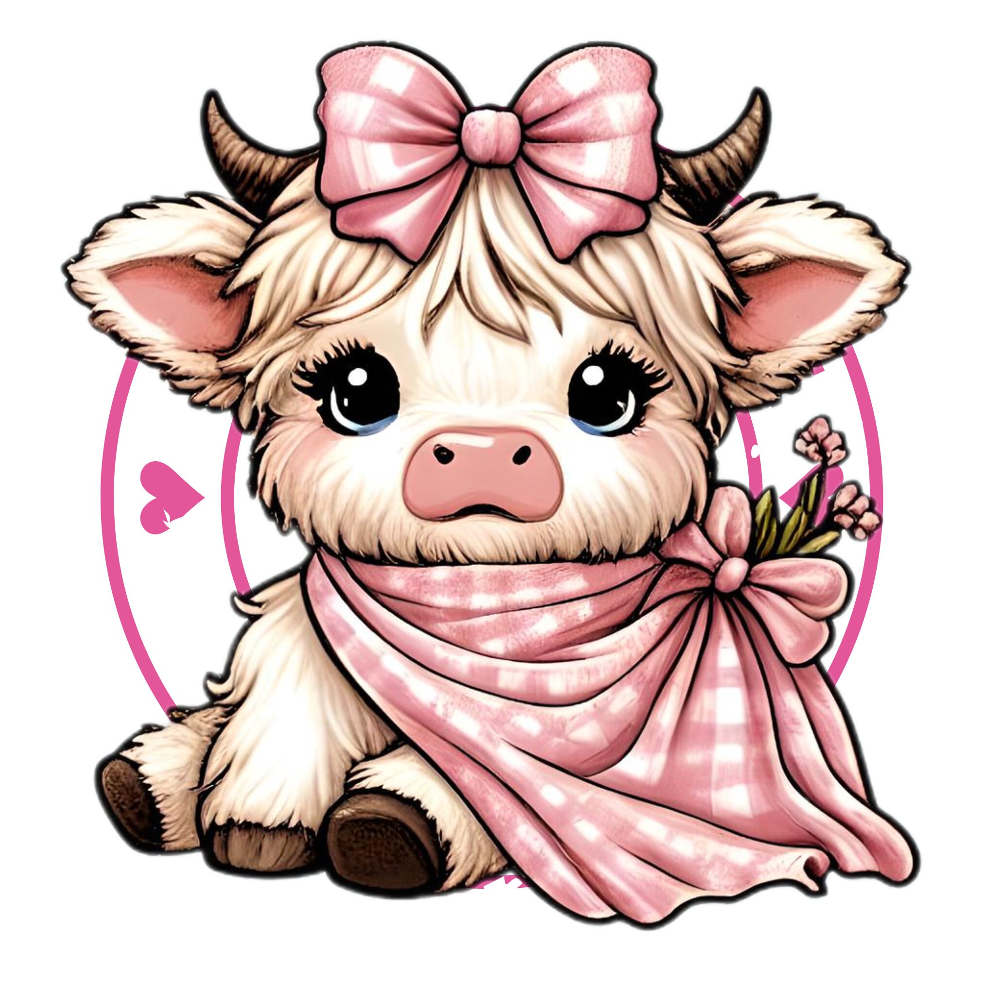 Pink Highland Cow Png , Digital Download, Clipart , Baby Animal, 6 Pngs ...
